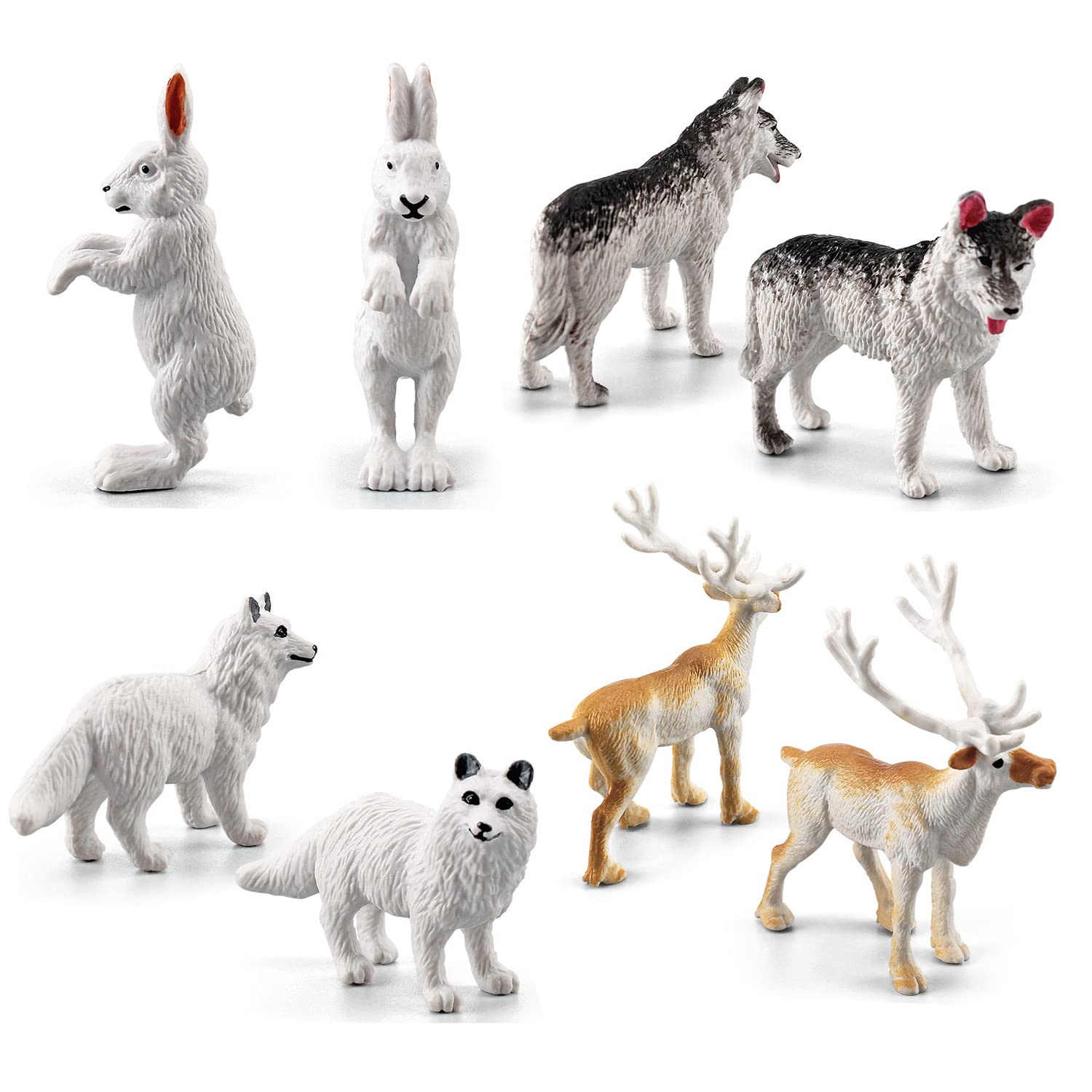 willway 18PCS Mini Arctic Animals Figurines Set, Polar Animals Toy for Kids Plastic Arctic Reindeer,Walrus,White Whale,Polar Bear,Arctic Fox,Wolf Figures, Cake Toppers Christmas Birthday Toy Gift