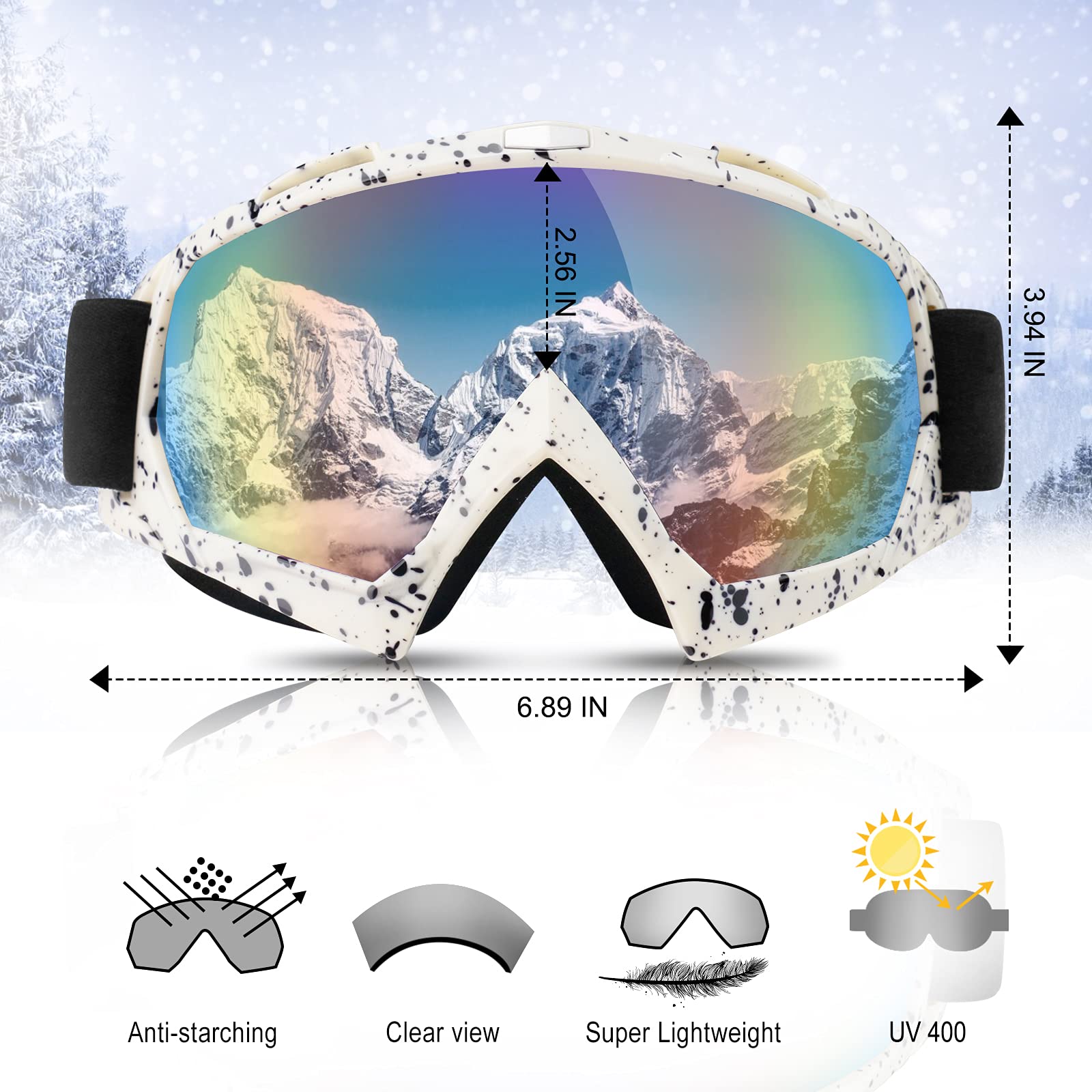 Tsuinz Ski Goggles, Snowboard Goggles for Winter Outdoor Men/Women(Black)