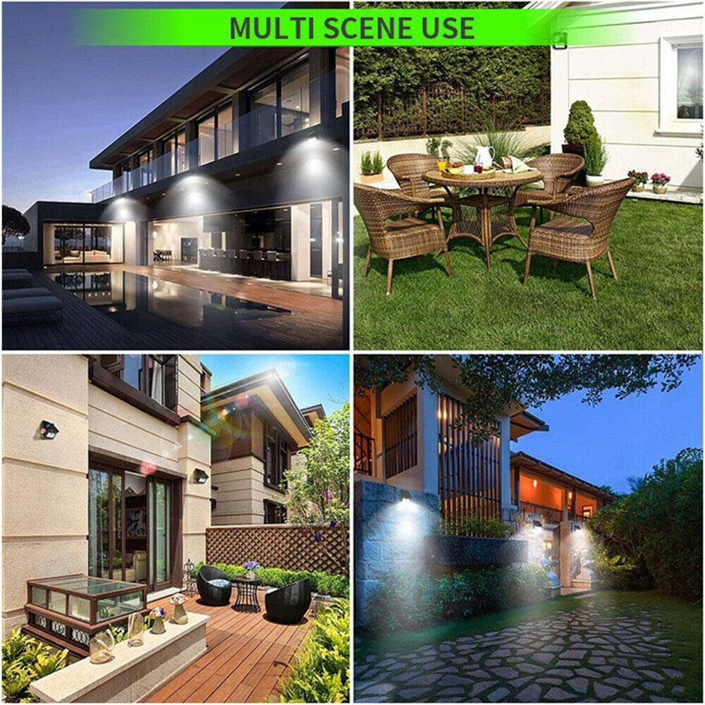 Wasatuo Solar Light Outdoor 100 LED Waterproof Security Wall Night Light with Motion Sensor 270° Wide Angle for Pathway Porch Yard Garage Garden Fence Walkway Driveway (1 Pack)