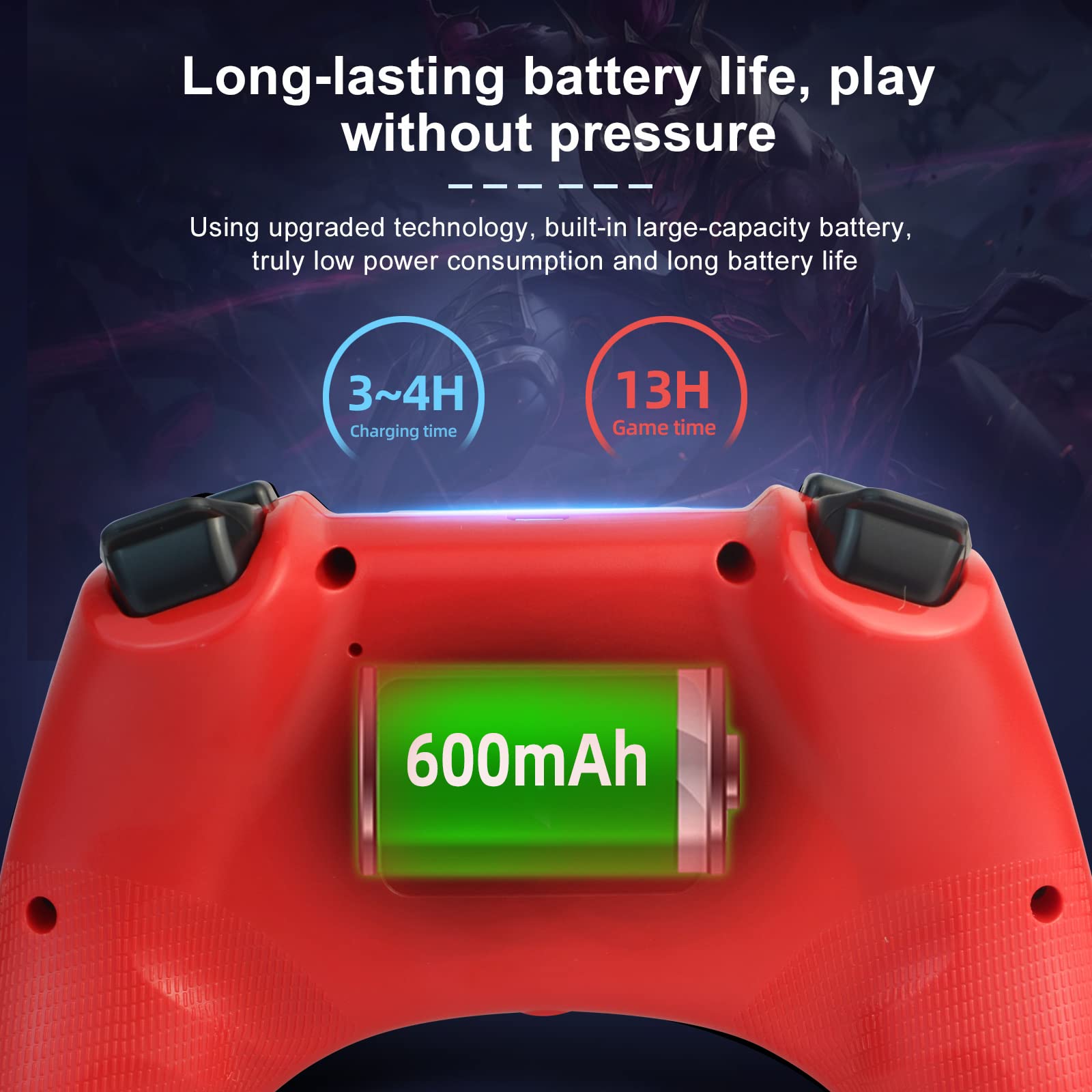 ZFY Wireless Controller Compatible with PS4/Slim/Pro/PC with 6-Axis Motion Sensor, PS4 Controller for Kids and Adults Red