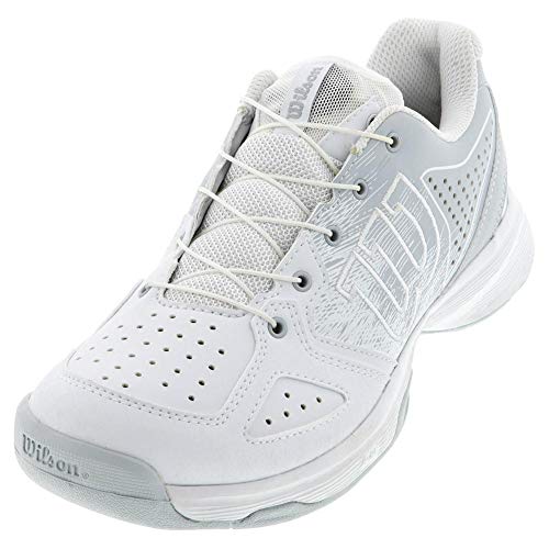 Wilson unisex child Kaos Junior Ql Tennis Shoe, White/Pearl Blue/Black, 5 Big Kid US