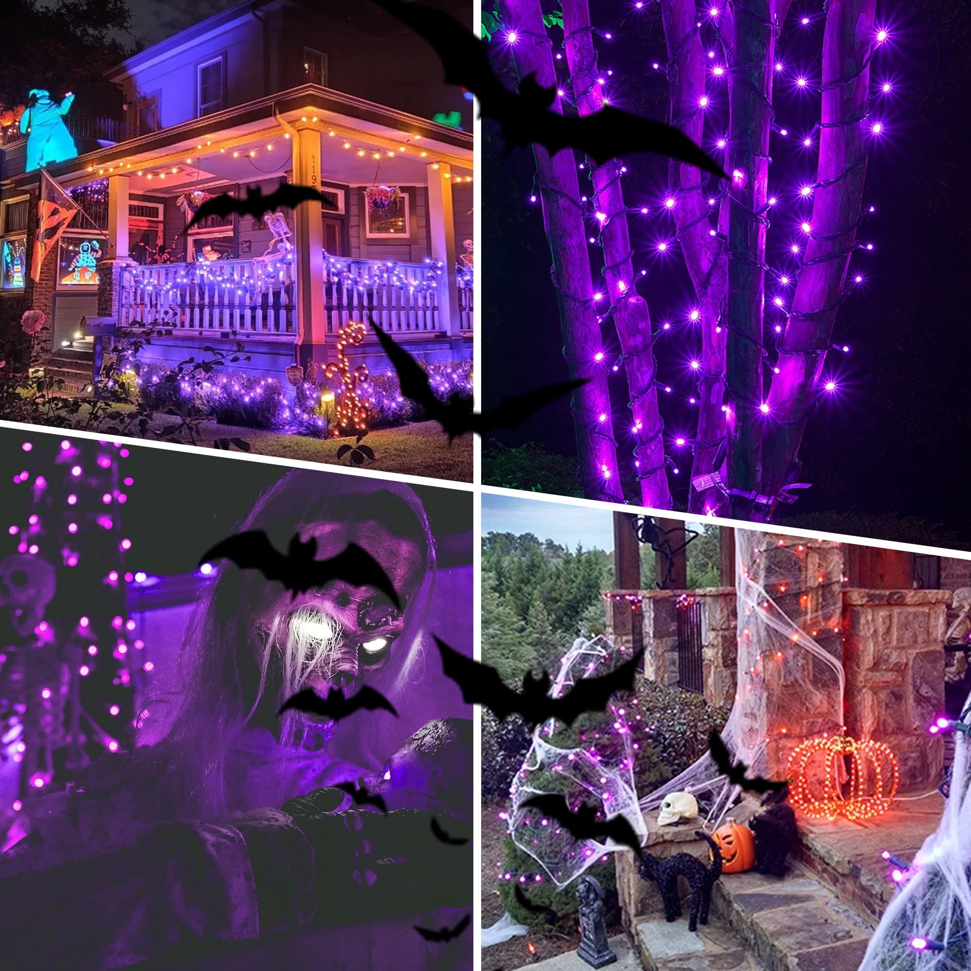 weillsnow 164FT 500 LED Purple Christmas Lights, 8 Modes Waterproof Plug in String Lights for Christmas Indoor Outdoor Yard Party Wedding Garden Home Decorations (Purple)