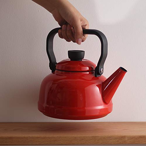 ZNZN Enamel Kettle Red Teapot Thickened Straight Fire Large Capacity Creative Kettle with Comfortable Handle (2.3L /77.7OZ) Multifunctional Water Kettle