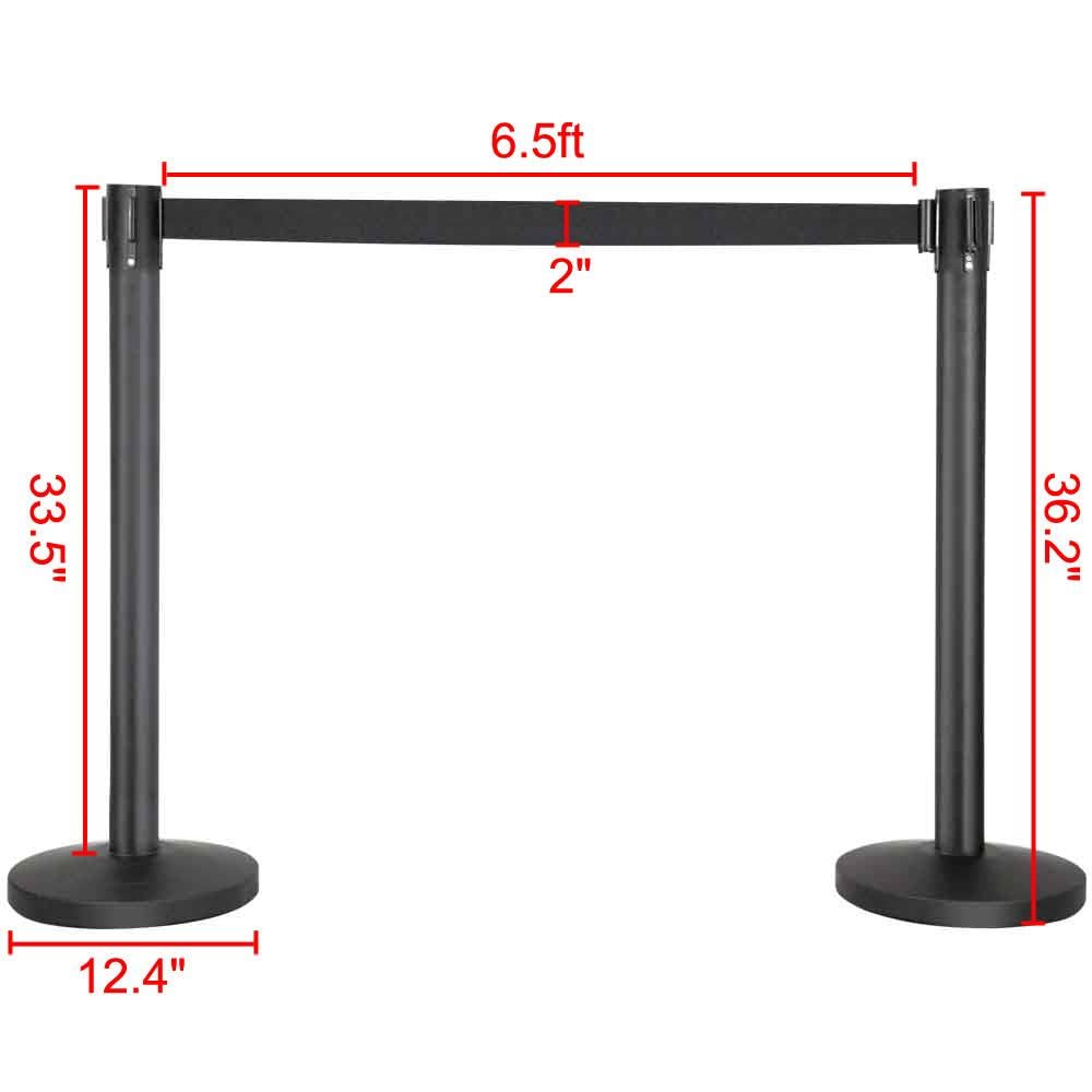 Yaheetech 8-Pack Retractable Belt Stanchion Set with 6.5FT Black Retractable Belt Crowd Control Barriers Queue Barriers Security Pole Posts