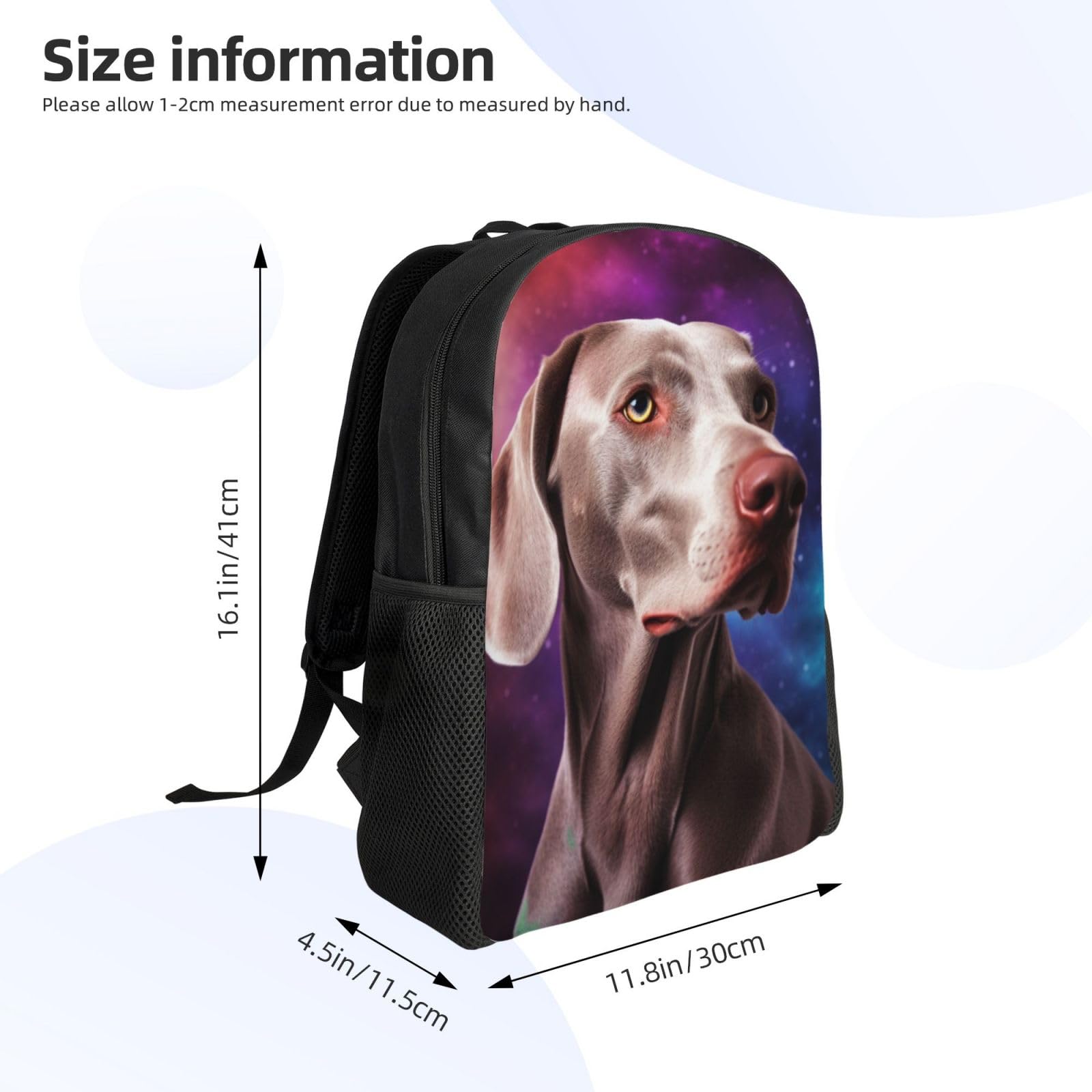 Xerial Rainbow Galactic Weimaraner Backpack Waterproof Anti Theft Durable Light Laptop Bag Backpacks For Women Men Travel Gym Backpack
