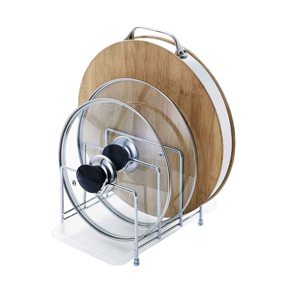 WUDILU Multi-Layer Kitchen Shelf Pot Lid Rack Organizer Stand for Lids Pan & Cutting Board Holder Storage Stainless Steel Dish Rack
