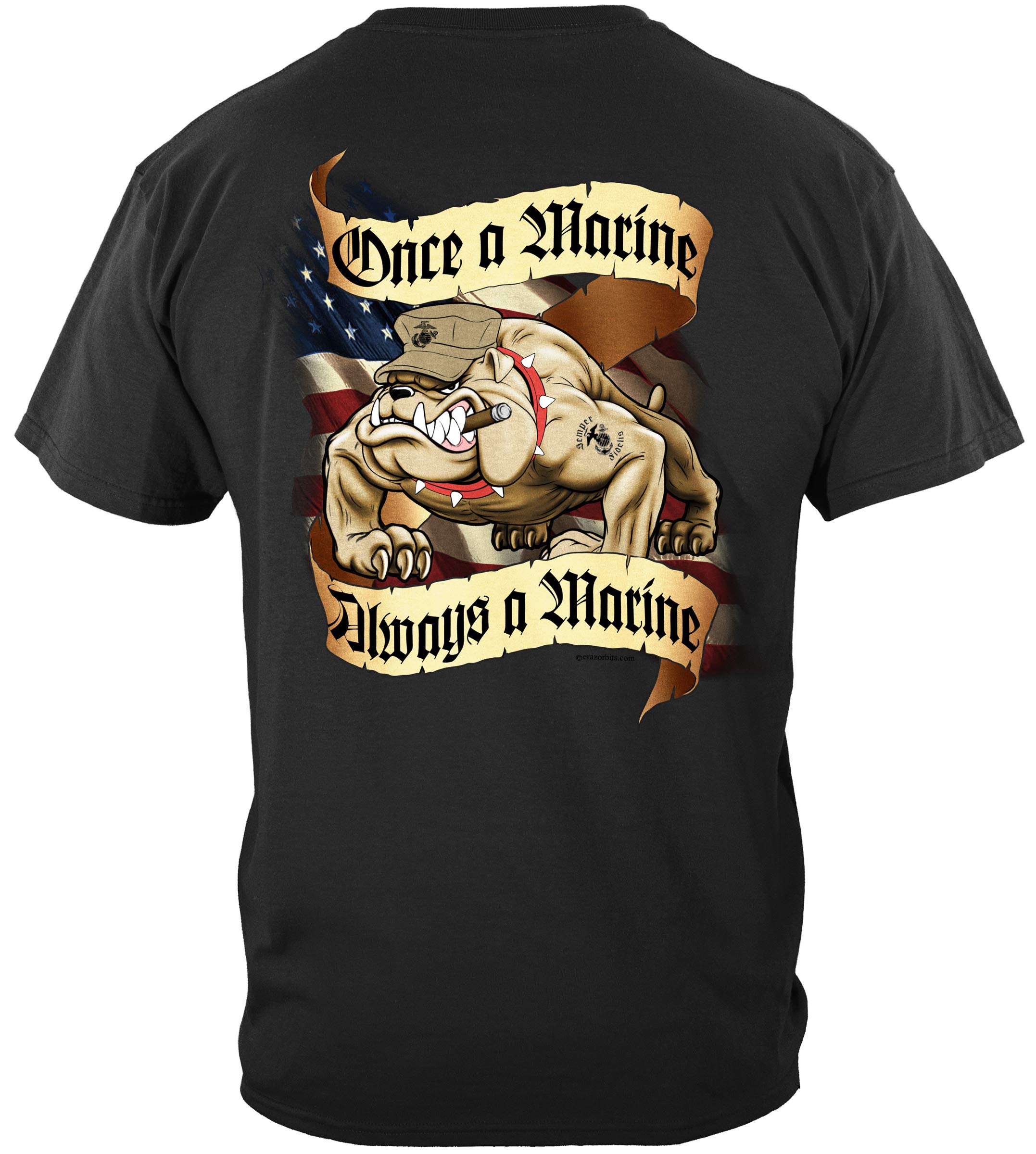 USMC Marine Corps Once A Marine Always A Marine T-Shirt Black Large