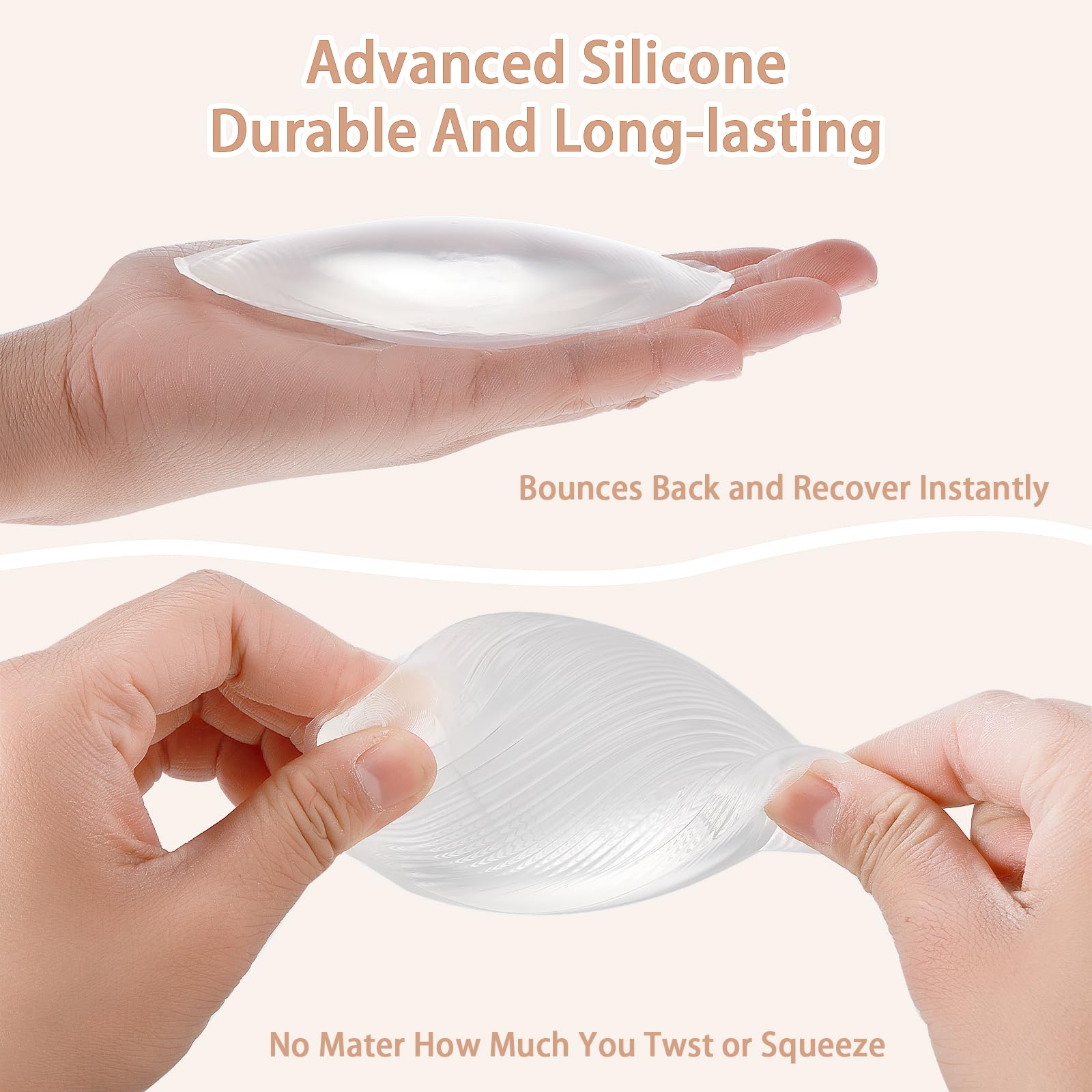 WLLHYF Silicone Bra Inserts, Reusable Gel Push Up Breast Pads and Breast Enhancers Add 1-2 Cups 1 Pair (clear)