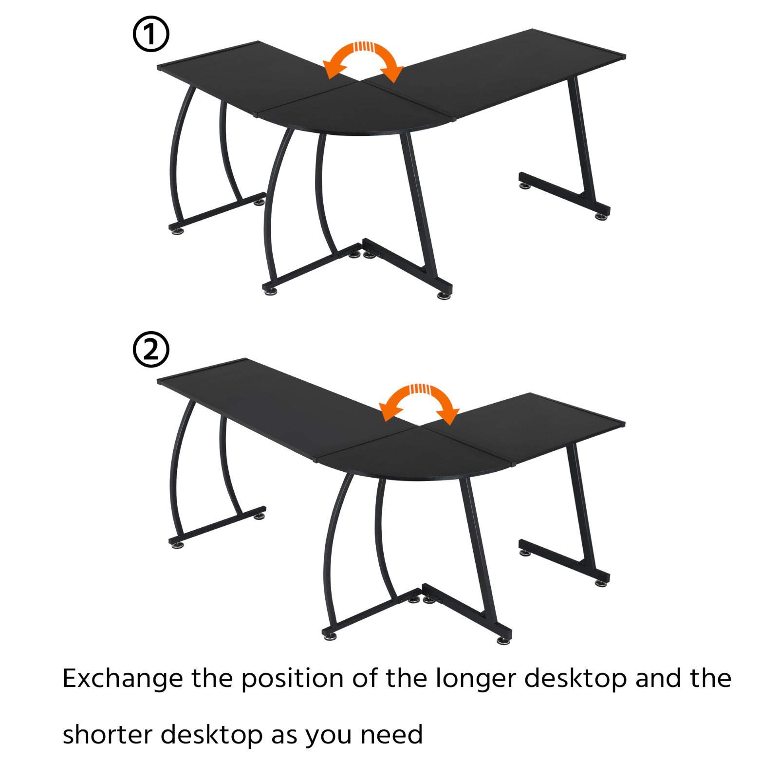 Yaheetech L Shape Desk Gaming Desk Corner Computer Office Desk Wood Writing Studying Table Large PC Laptop Workstation 3-Piece Modern Desk for Home Office Furniture, Black