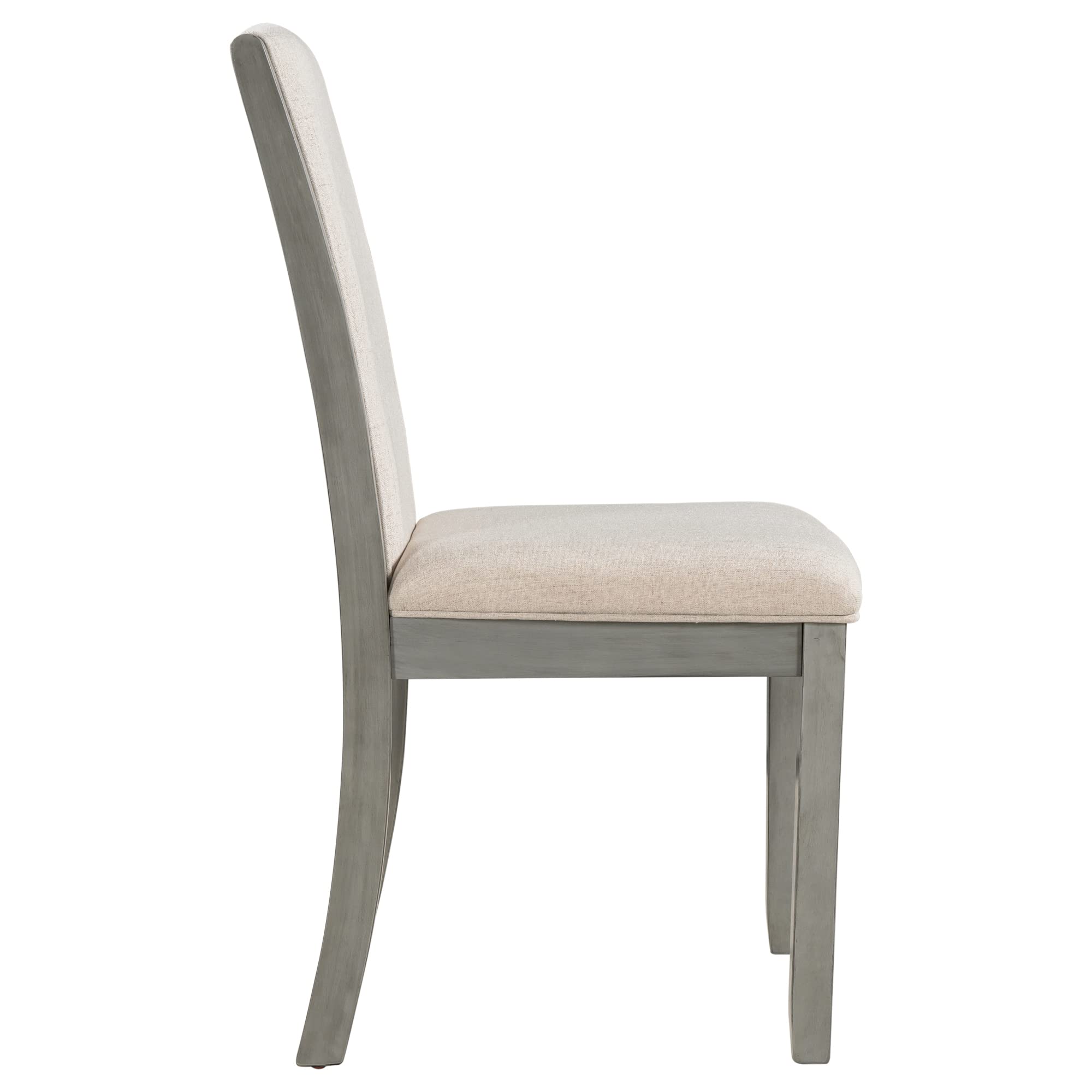YuiHome Set of 4, Full Back Set with Upholstered, Farmhouse Dining Chairs with Solid Wood Frame and Legs,Gray+Cushion Beige