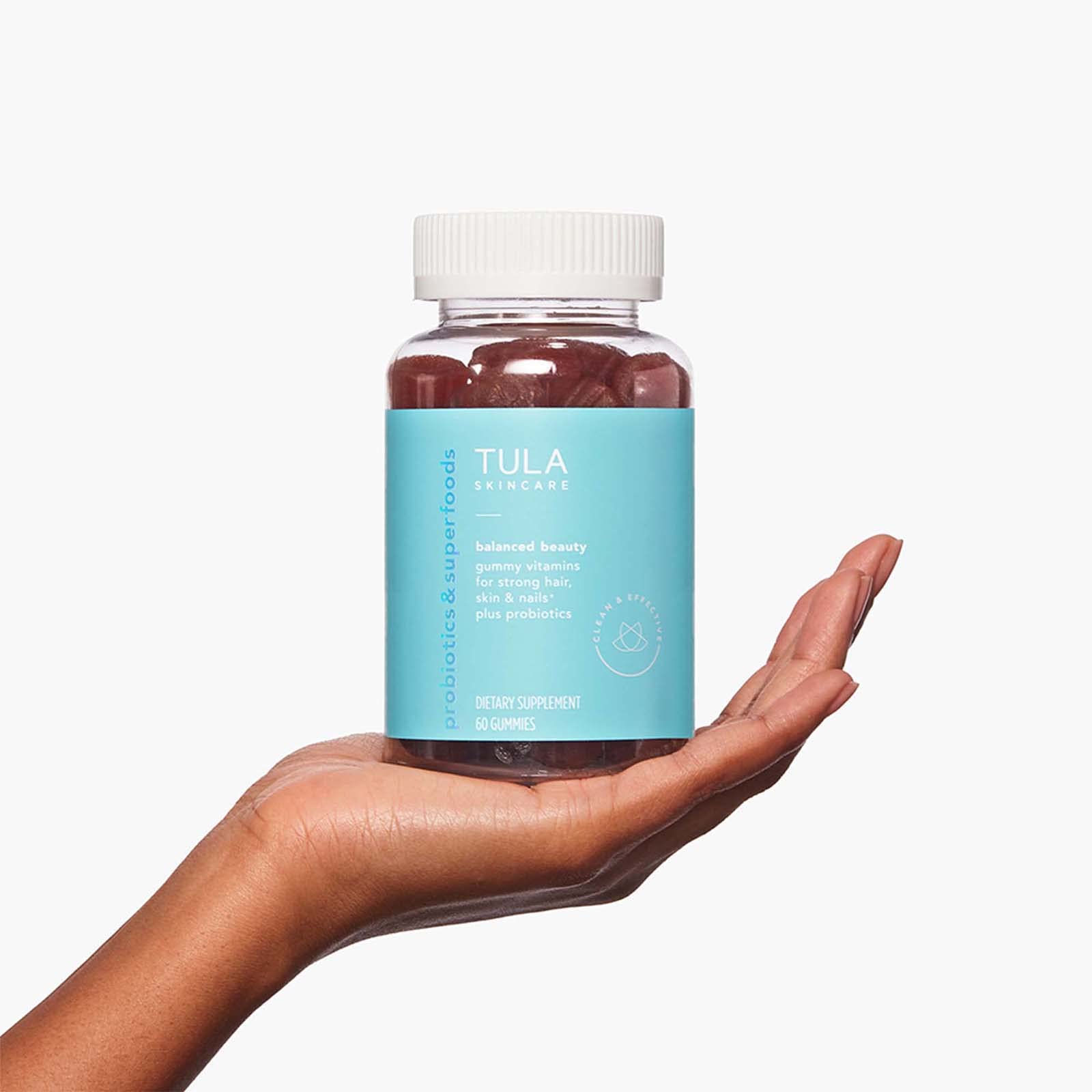 TULA Skin Care Balanced Beauty Gummy Vitamins - Biotin & Folic Acid Vitamins for Strong Skin Plus Probiotics, 30-Day Supply, 60 Gummies