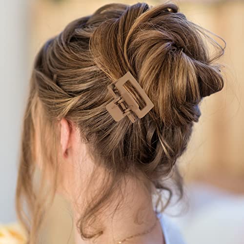 Zou.Rena Hair ties for women Thick Curly Thin Hair, 40pcs 5MM Pony Tails Rubber Bands, No Pull Hair Ties Bulk, 4pcs 2 Inch Rectangle Claw Clips