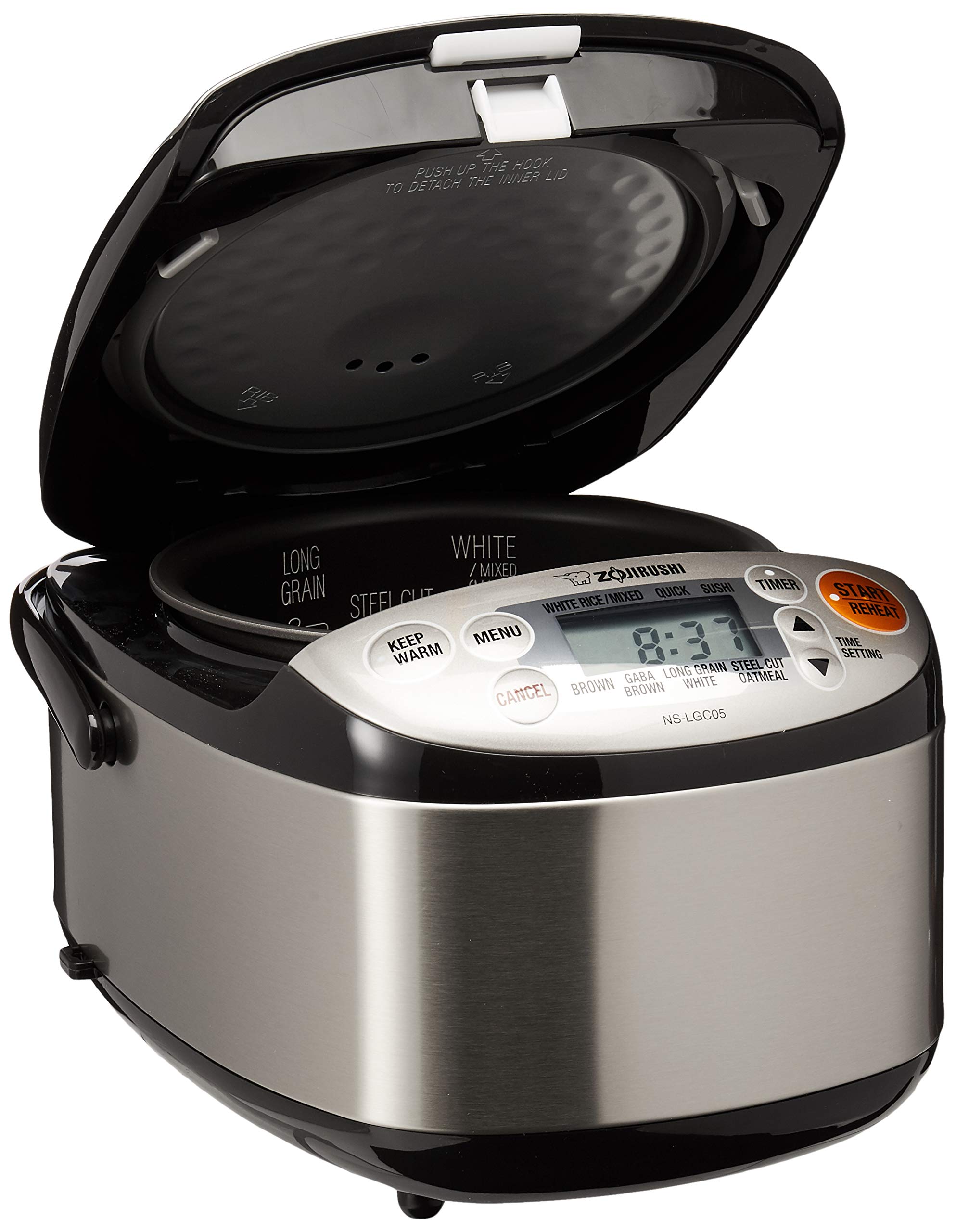 Zojirushi CD-WCC30 Micom Water Boiler & Warmer, Silver & NS-LGC05XB Micom Rice Cooker & Warmer, 3-Cups (uncooked), Stainless Black