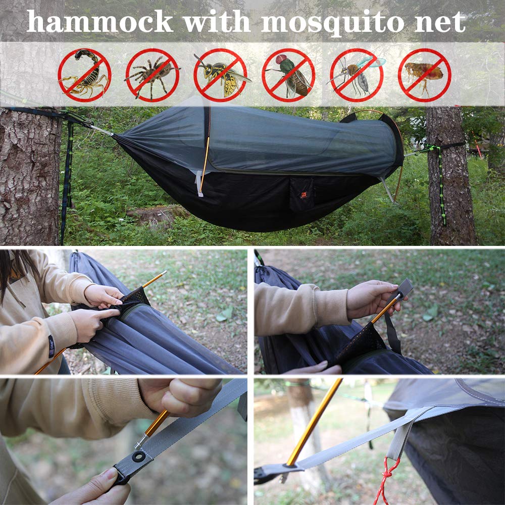TianYaOutDoor Camping Hammock with Mosquito Net and Rainfly Lightweight Portable Sleeping Hammock Tent Backpacker Travel Outdoor Gear (Green)
