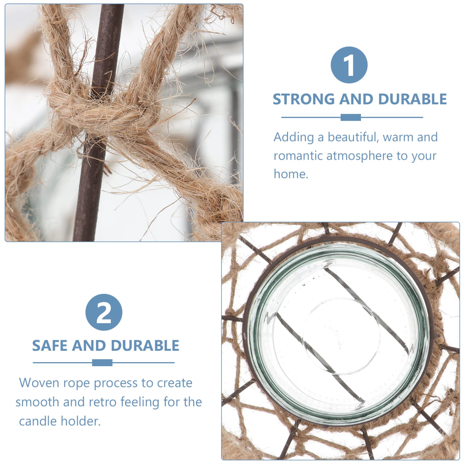 Yardwe 1 Pc Rattan Natural Lantern - Candlestick Durable Woven Rope Decorative Lantern Lampshade Candlestick Night Light for Bar Yard Garden Home (Size S)