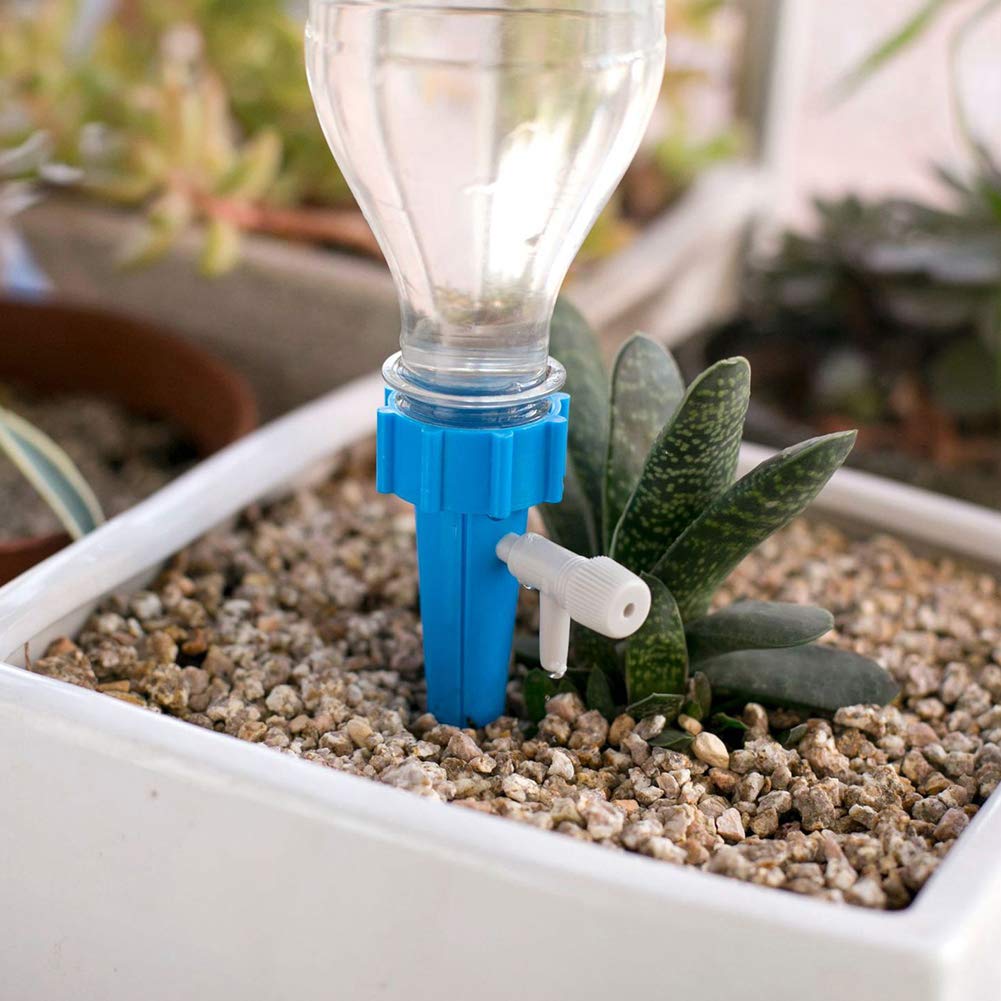 smallwoodi Water Spikes,6Pcs Adjustable DIY Flow Drip Water Spikes Automatic Pot Plants Waterers Taper Water Seepage Automatic Watering Device drip Lazy Valve Adjustable Random Color