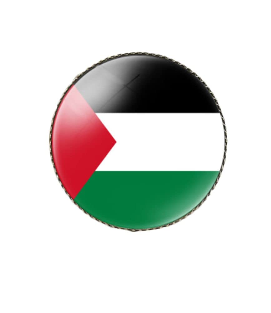 vmcoatdu Round 1 Inch Palestine Flag Pin International Travel Brooch Metal and Glass Revivalism Style Souvenir Badge for Hat Clothes Backpack