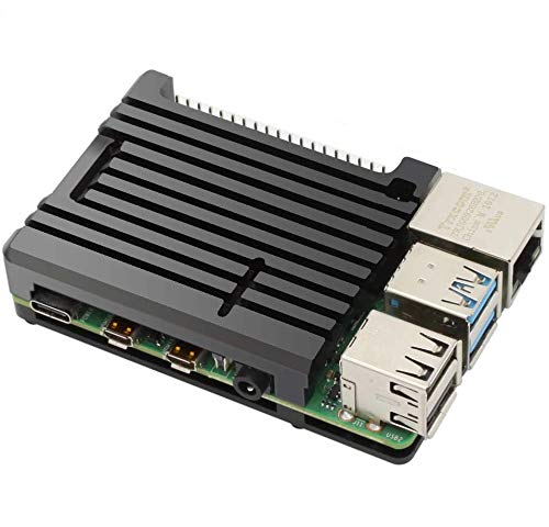 WINGONEER Armor Case with Thermal Pads for Raspberry Pi 4 Model B Armor Aluminum Alloy Passive Cooling Case Compatible with Raspberry Pi 4 Model B Only - Black