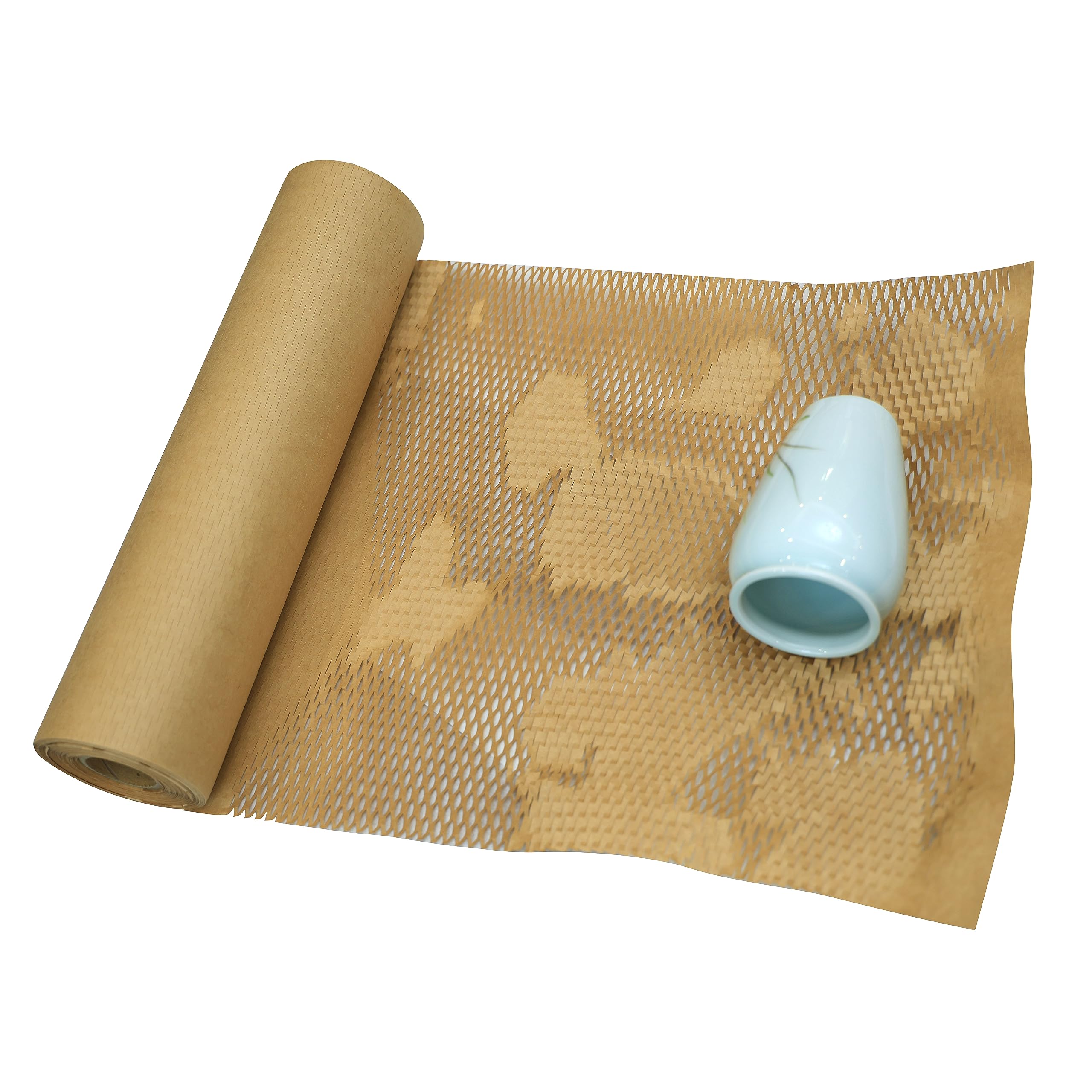 UTOCITY Eco-Friendly Honeycomb Packing Paper, Biodegradable and Recyclable Cushioning Wrap Bubble Paper Roll for Moving Shipping Packaging Gifts, Includes 20 Fragile Sticker Labels