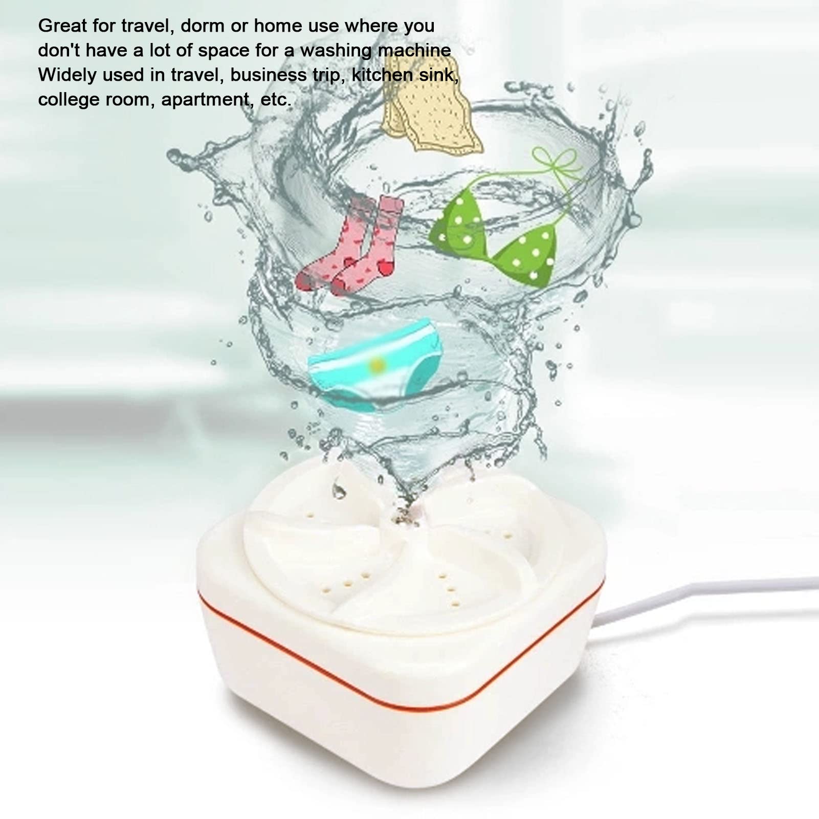 VTOSEN Ultrasonic Washing Machine 5V 18W USB Powered - Portable Turbine Washing Machine for Travel & Dormitory - Foldable & Efficient - Ideal for On The Go Cleaning