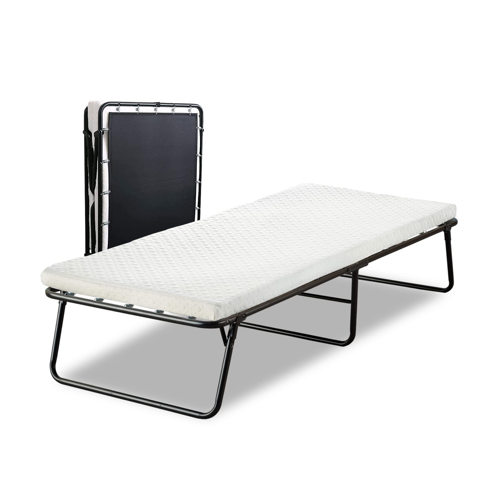 Zutan, 14β Folding Bed with Luxurious Memory Foam Mattress, Strong and Sturdy Metal Frame, Portable Guest Bed for Easy Storage, 31-Inch, White