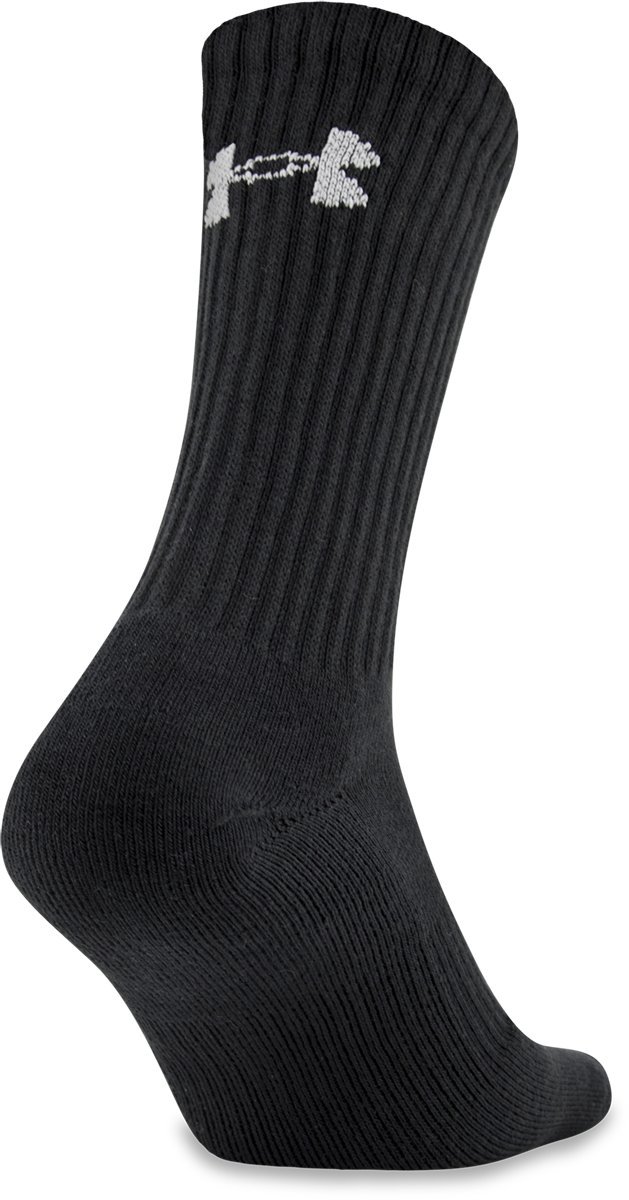 Under Armour Youth Cotton Crew Socks, Multipairs, Black/White (6 Pairs), X-Small
