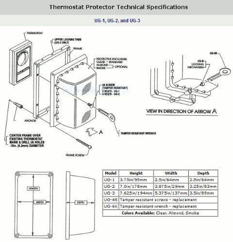 Uni-Gard, Inc. UG-1C, Mini CLEAR Thermostat Guard with Key Made of LEXAN (Polycarbonate, more durable than acrylic/plastic) to PREVENT TAMPERING.