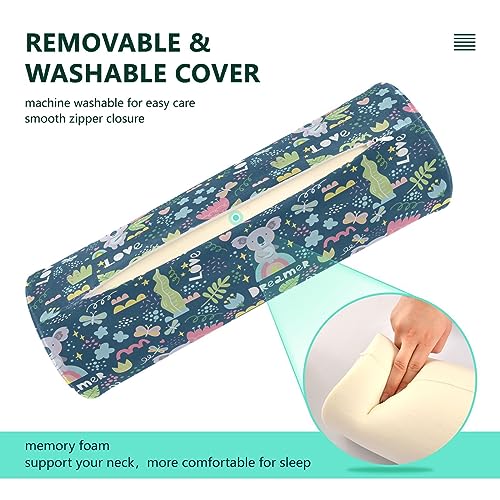 Vnurnrn Koala Flowers Neck Support Pillow Round Neck Roll Bolster Cylinder Pillow Cervical Pillows Arm Pillow for Leg Knee Back Head Support for Adults Bedroom Camp Work