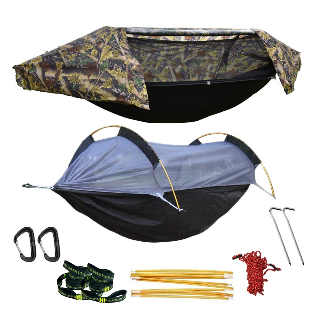 WintMing Camping Hammock with Mosquito Net 9.5 x 4.6ft Double Hammock with Tree Straps Carabiners Lightweight Portable for Travel Backpacking Outdoor