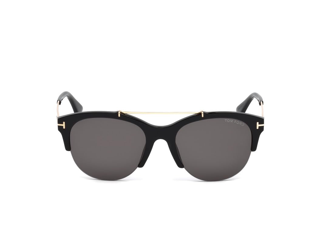 Tom Ford Womens Adrenne Semi-Rimless Signature Aviator Sunglasses Black O/S
