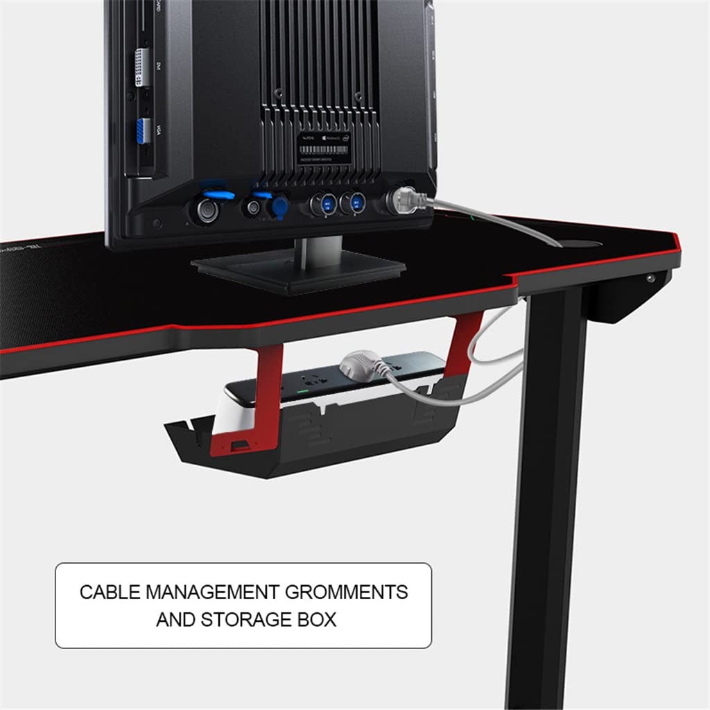 WFHTU 55 Inch Computer Laptop Desk Ergonomic Gaming Desk E-Sports Computer Table PC Workstation with Mouse Pad Gamer Tables RGB Light