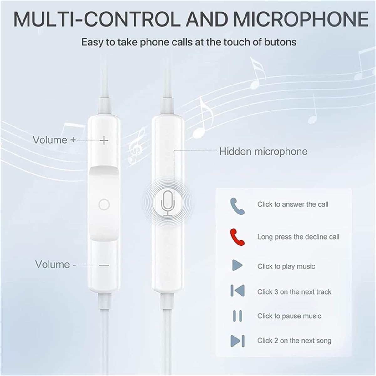 UYHKVXF 2 Packs-Apple Earbuds for iPhone Headphones Wired Lightning Earphones Built-in Microphone & Volume Control Headsets Compatible with iPhone 14/13/12/11/XR/XS/X/8/7/SE/Pro/Pro Max (White)