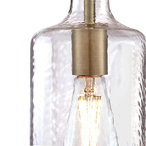 Westinghouse 6371400, Antique Brass Finish with Clear Textured Glass Carmen One-Light Indoor Mini Pendant, 120 Volts