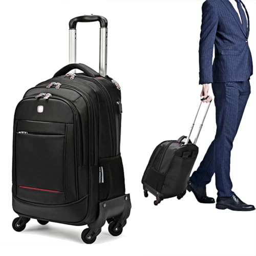 StarCloud Checked 22-inch Rolling Backpack with 4 Quiet 360° Detachable & Replaceable Spinner Wheels: Travel Commute Bag, Fits 18.4-inch+ Laptop (24.8 * 16 * 9.8)