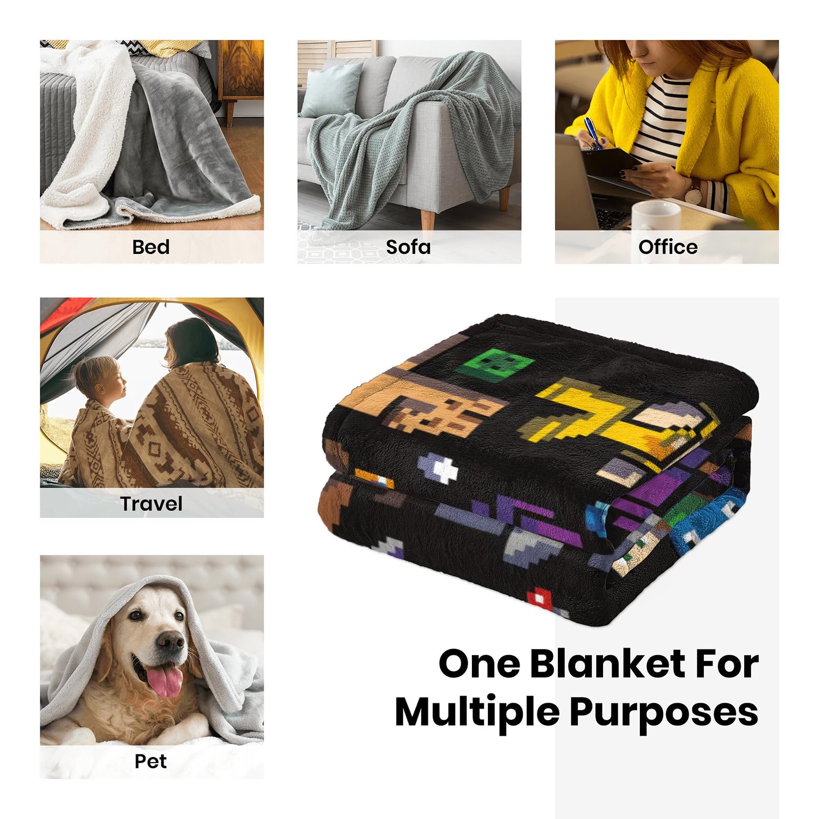 Ultra-Soft Warm Cozy Fleece Throw Blanket, Smooth Fuzzy Flannel Plush Blankets for Bed Sofa Home Decor Gift 60"x50"