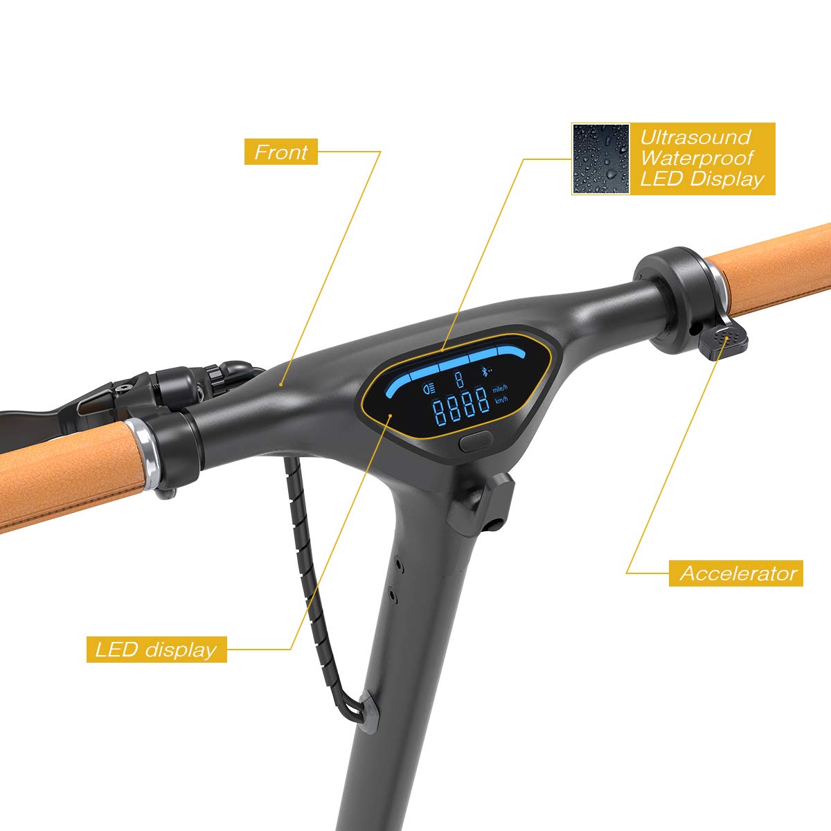 TOMOLOO Electric Scooter L1-Plus, 10'' Plus Air-Free Solid Tires Electric Scooter for Adults, Foldable Commuter Electric Scooter with Shock Absorption Spring and APP Connected Safe Lock