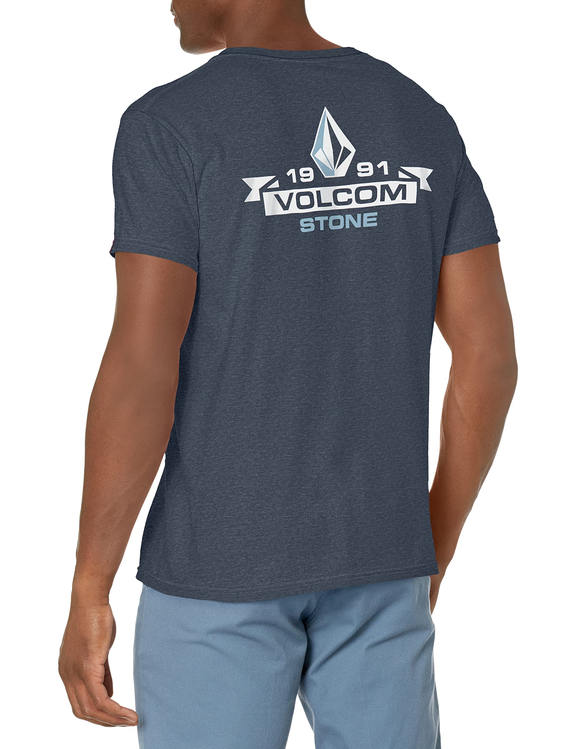 Volcom Men's Blaquedout Short Sleeve Tee, Navy Heather, Medium