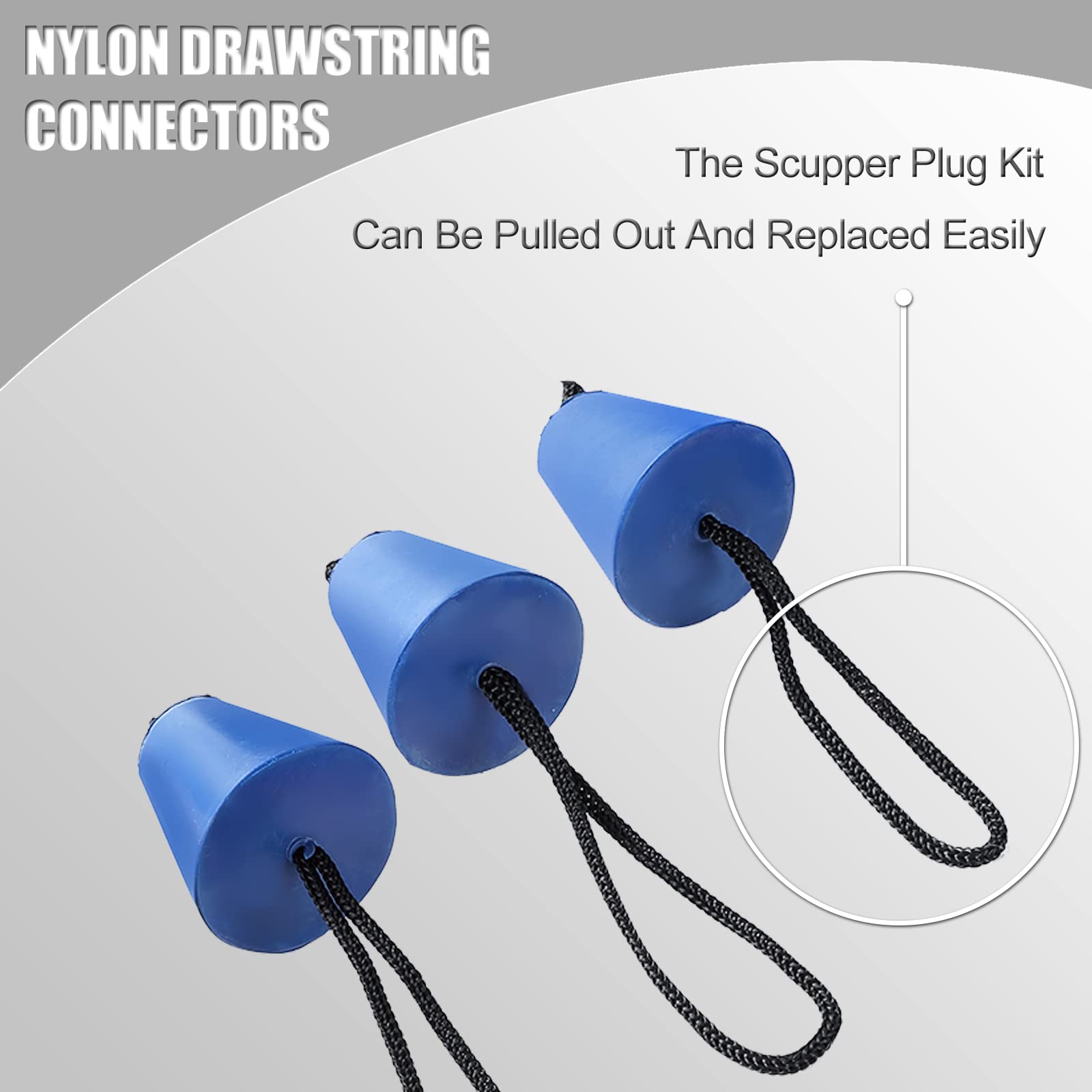 weyleity 12 Pieces Kayak Scupper Plugs Kit Universal Silicone Scupper Plugs for Kayak Drain Holes Stopper Bung with Lanyard Lifetime Kayak Accessories(Blue)