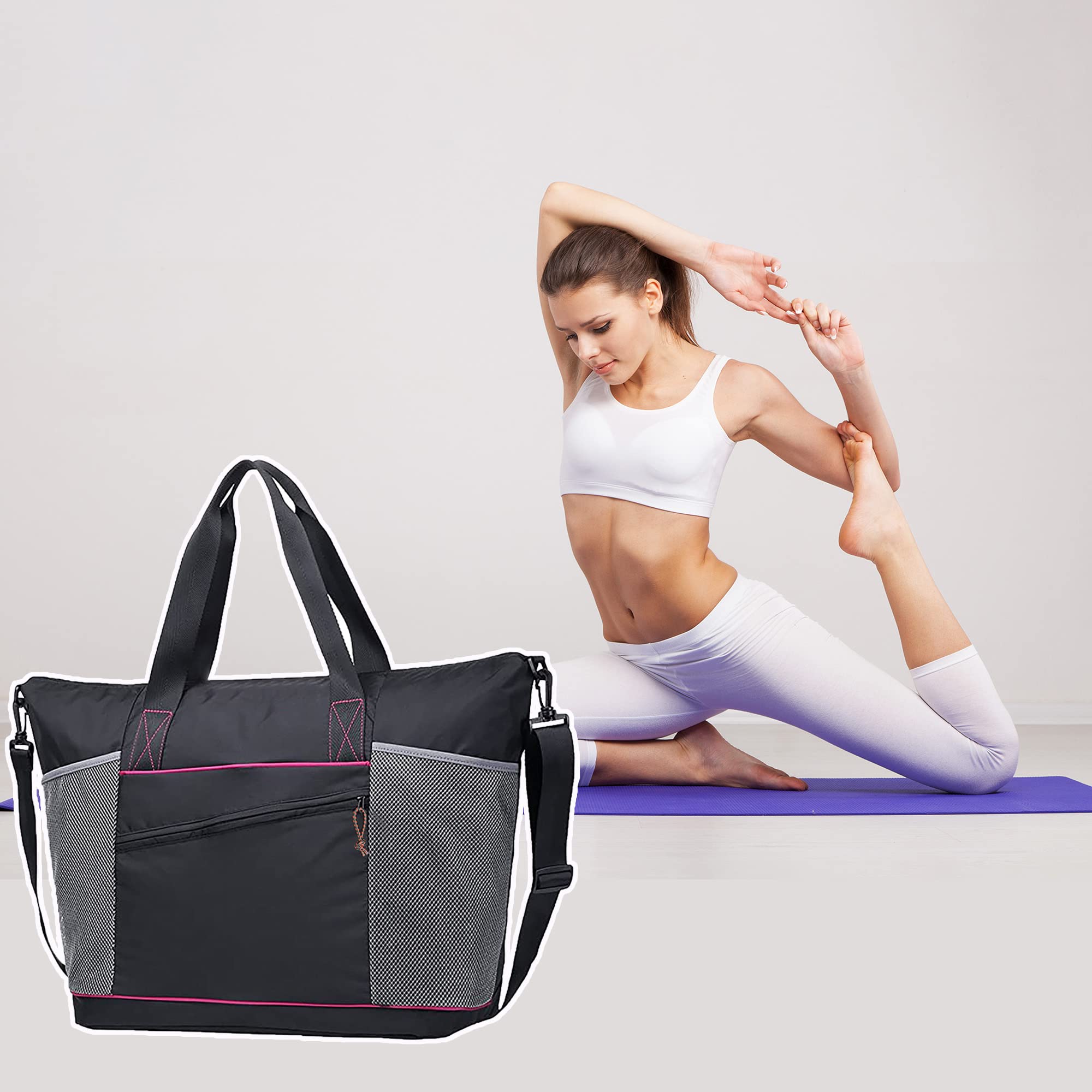 Women Gym Bag, Tote Bag for Sports Large Capacity, Shoulder Weekender Overnight Bag Storage Personal Stuff