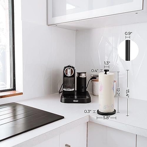 Waissdea Paper Towel Holder Countertop, Kitchen Paper Towel Roll Holder with Weighted Base, Free Standing Paper Towel Holder Stand for Standard or Jumbo-Sized Rolls,WPTH003BK,Black