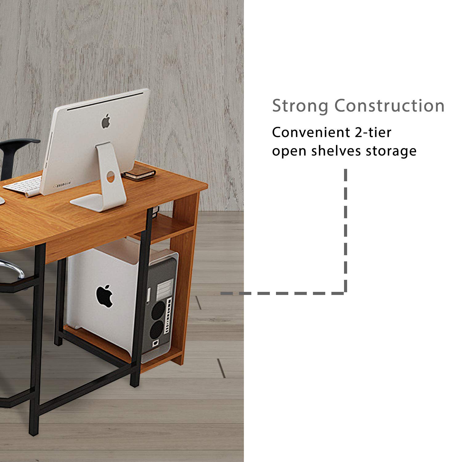 TY ARTS & CULTURE - L-Shaped Corner Desk Gaming Desk PC Table Office Computer Desk with Wood Laptop Black Frame Work Station Study Home Office Furniture | Black