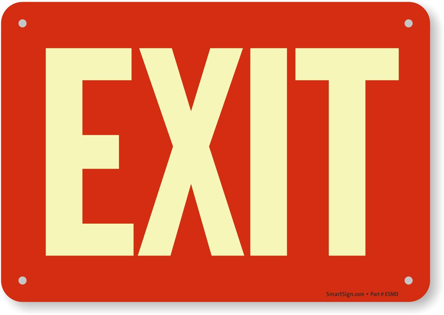 SmartSign "Exit" Sign | 7" x 10" Glow-in-The-Dark Aluminum