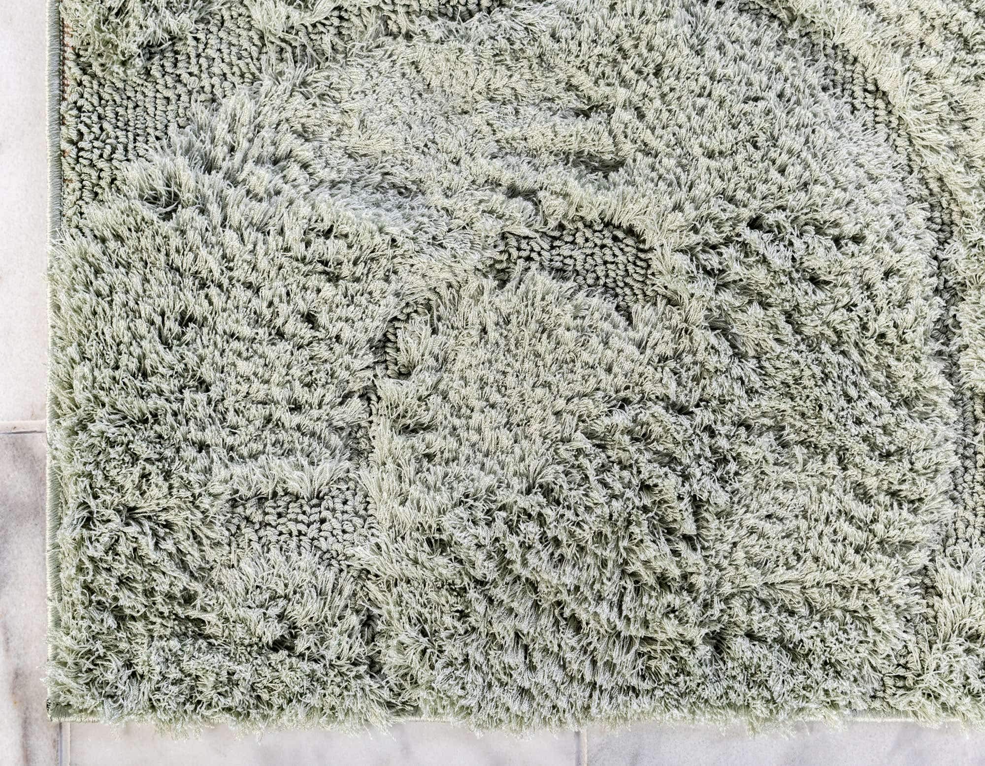 Unique Loom Floral Shag Collection Area Rug-Carved, 4 ft x 6 ft, Green