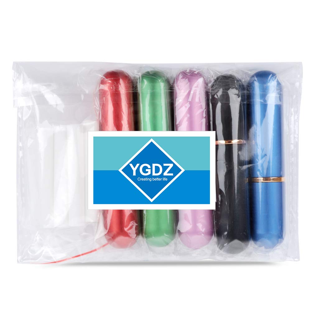 YGDZ Essential Oil Inhaler 5pcs Empty Personal Nasal Aromatherapy Inhalers Tubes Refillable Aluminum Glass Essential Oil Inhalers with 10 Cotton Wicks