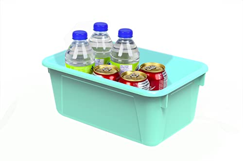 Storex Small Cubby Bins, Pack of 5, 12.2 x 7.8 x 5.1 Inches, Teal (62420U05C)