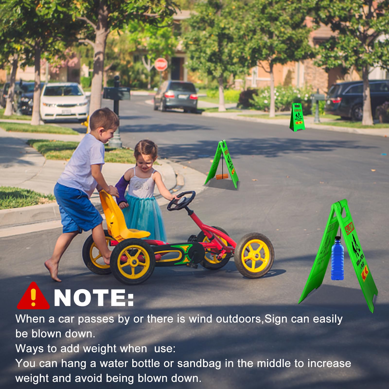 XPCARE 4 Pack Kids Playing Sign for Street, Children at Play Safety Sign with Reflective Tapes,Caution Slow Down for Street,Kids and Pets at Play Warning Sign