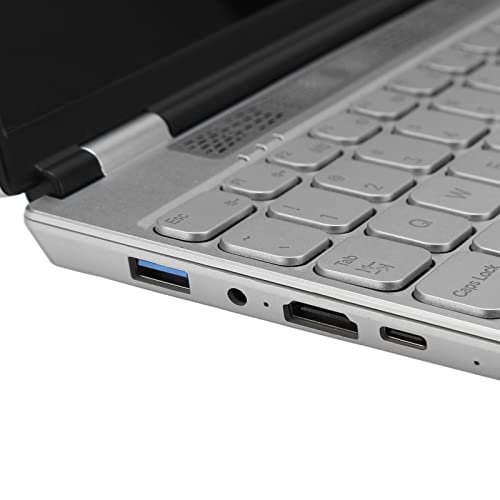 VINGVO 15.6in Laptop, 1920x1080 2.4G 5G WiFi Quad Core Quad Thread Office Laptop Backlit Keyboard 100-240V 180 Degree Flip Windows 10 for Travel (16G+256G US Plug)