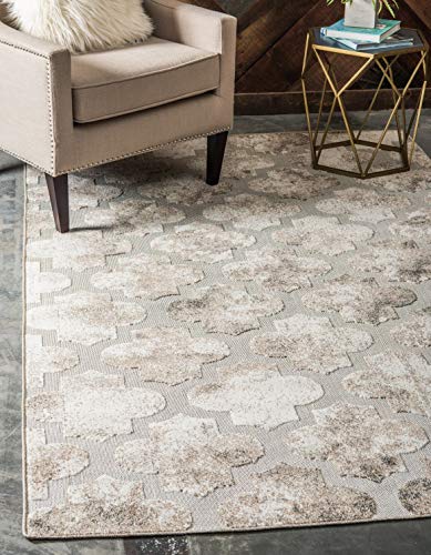 Unique Loom Outdoor Trellis Collection Area Rug - Nashville (9' x 12' Rectangle, Cream/ Brown)