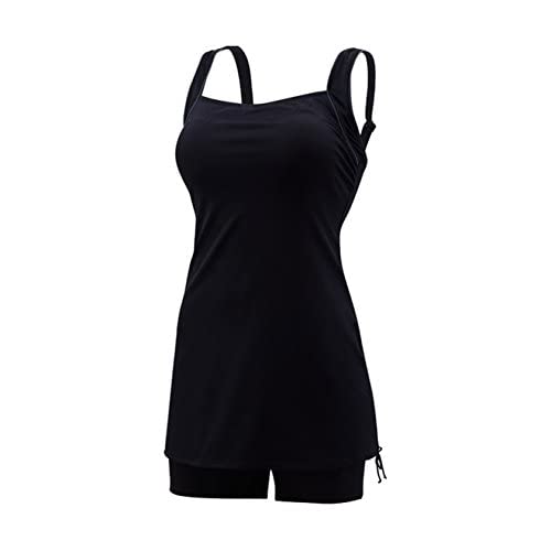 TYR Women's Solid Square Neck Sheath Swimming One Piece, Black, Size 14