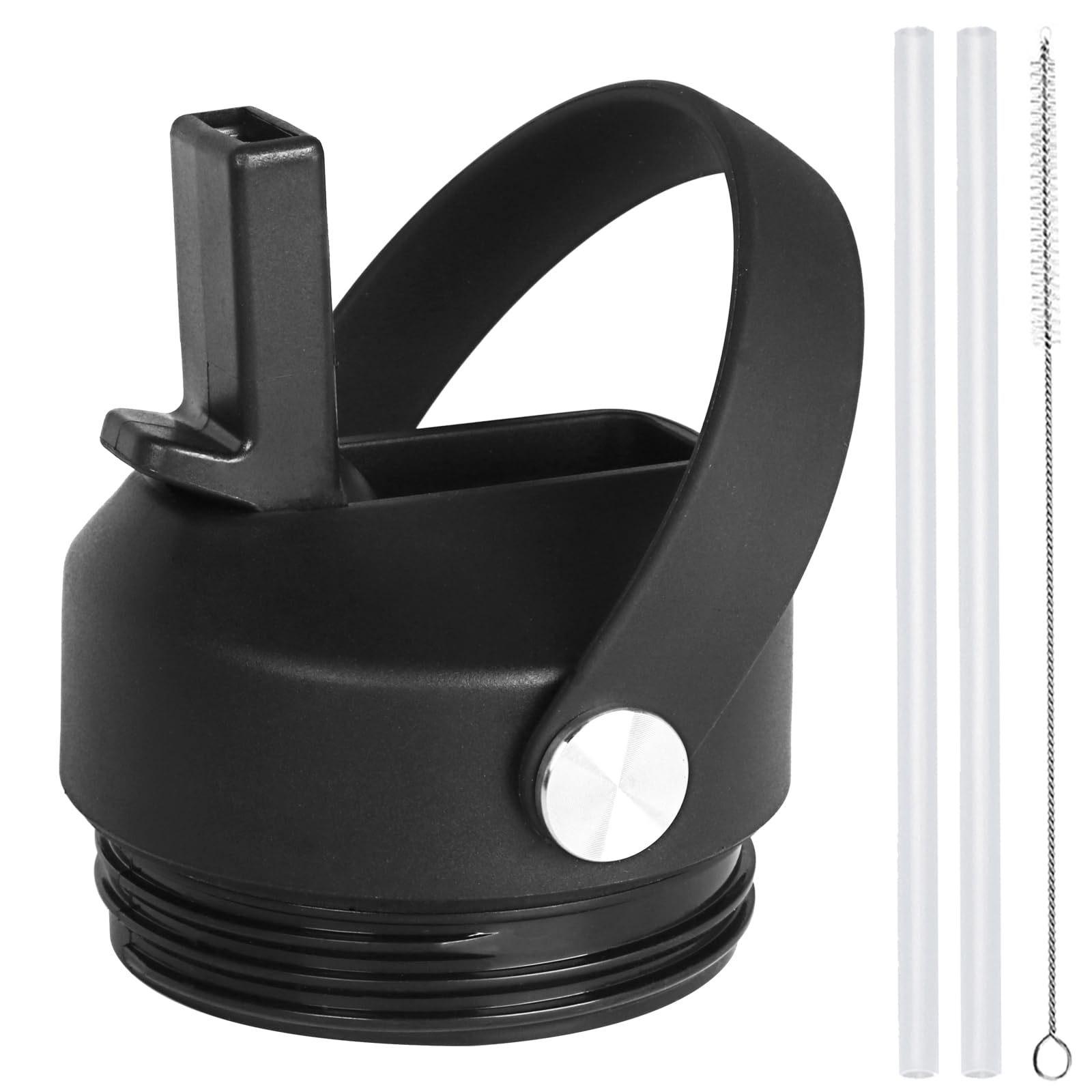 Straw lid for Yeti Rambler Water Bottle 18 26 36 64 oz, Replacement Cap Straw Cap for RTIC 18oz 26oz 36oz, Lid with Straw and Brush and Flexible Handle 